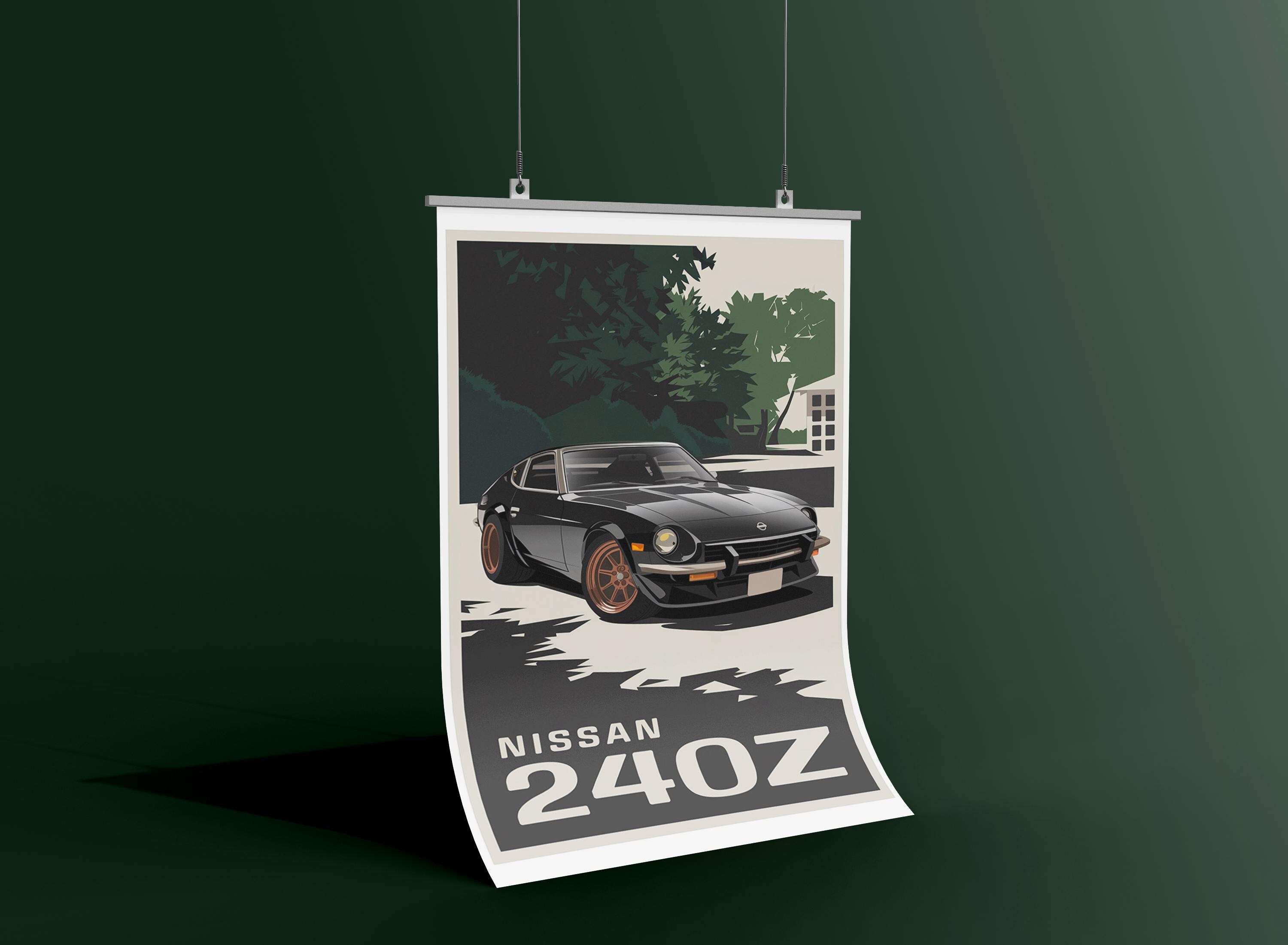 Nissan 240Z Poster, Japanese Sports Car Wall Art, Garage Decor, Car ...
