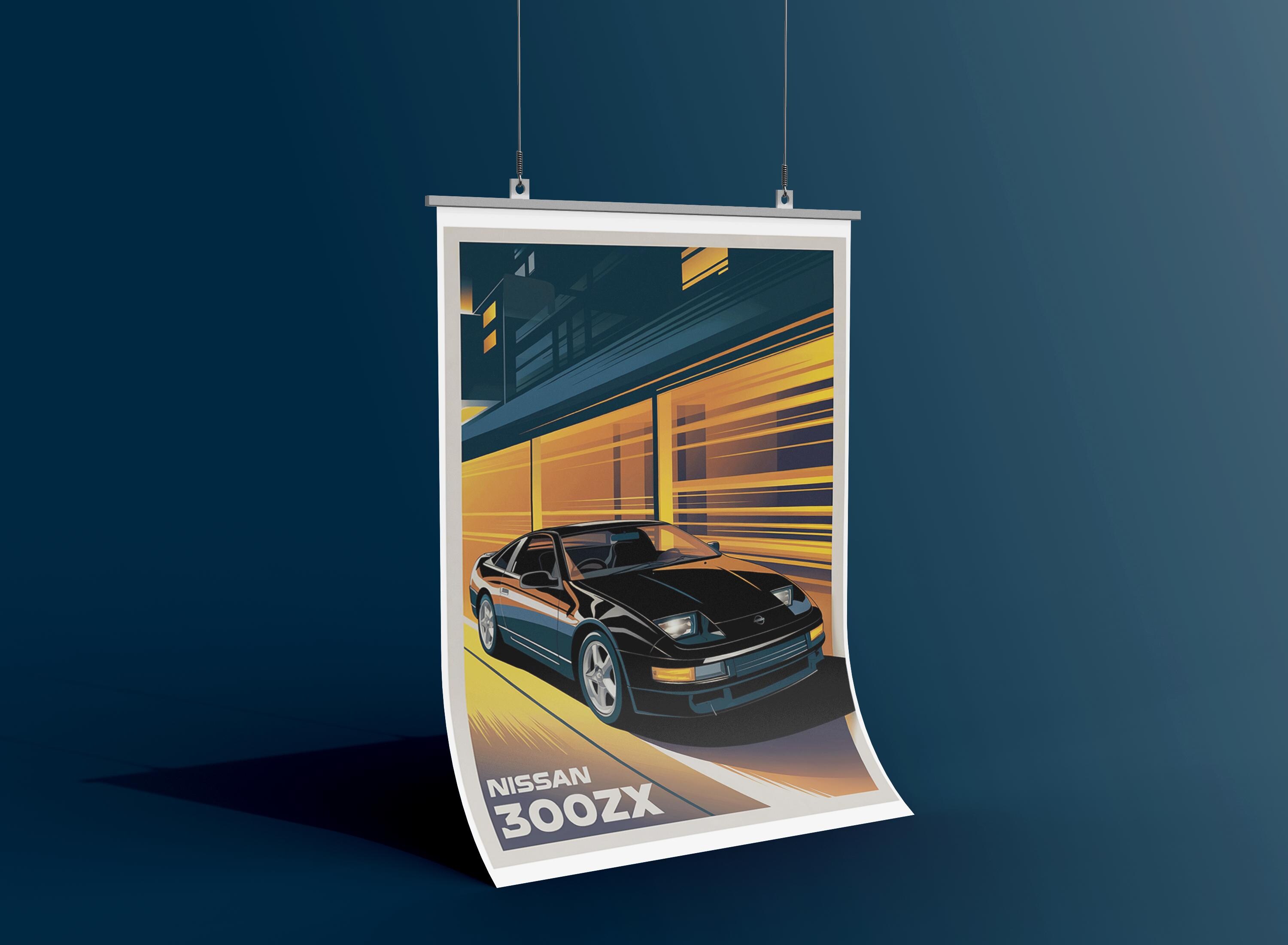 Nissan 300ZX Poster, Japanese Sports Car Wall Art, Garage Decor, Car ...
