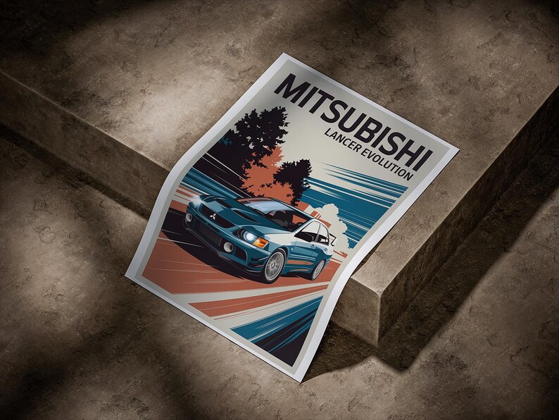 Mitsubishi Lancer Evolution Poster, Japanese Sports Car Wall Art ...