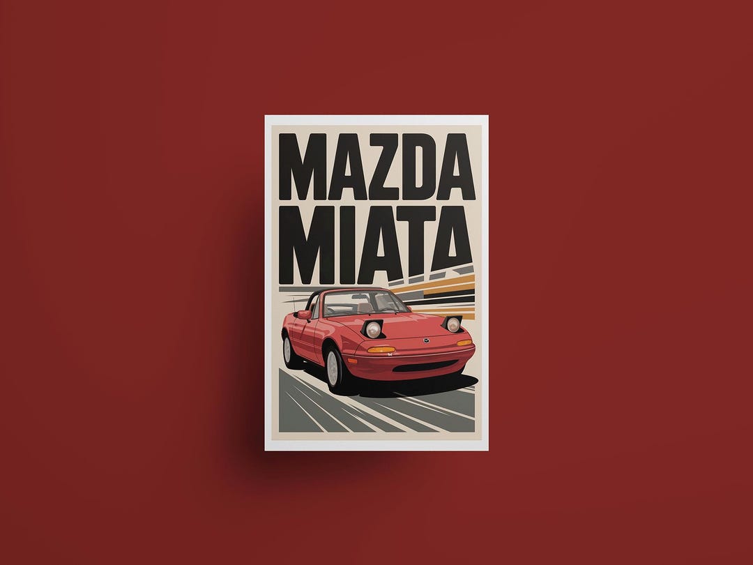 Mazda Miata MX-5 Japanese Sports Car Digital Poster, JDM Wall Decor ...
