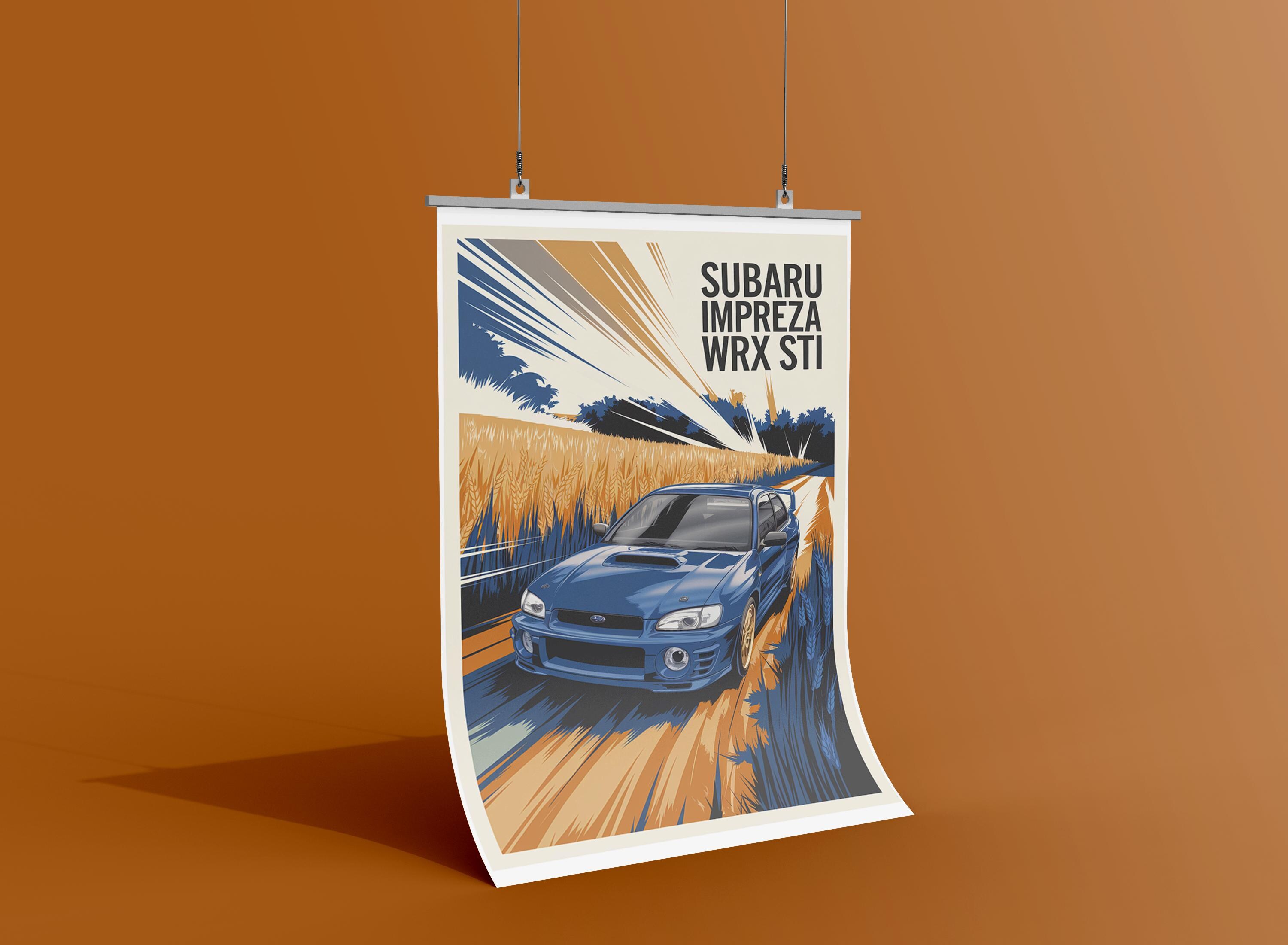 Subaru Impreza WRX STI Poster, Japanese Sports Car Wall Art, Garage ...