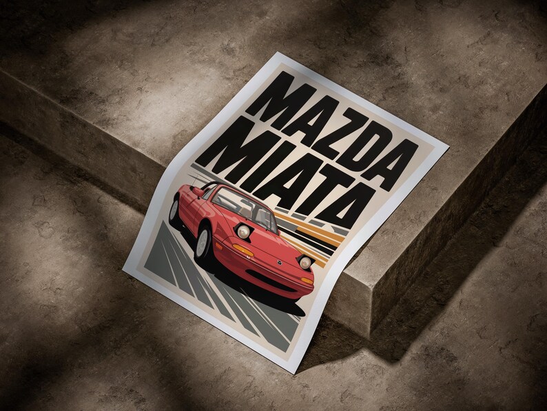 Mazda Miata MX-5 Japanese Sports Car Digital Poster, JDM Wall Decor ...