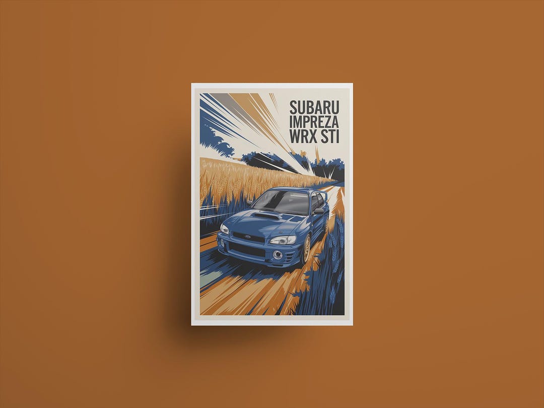 Subaru Impreza WRX STI Poster, Japanese Sports Car Wall Art, Garage ...