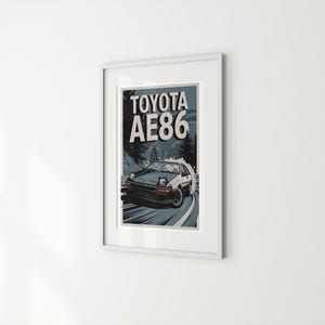 Toyota AE86 Poster, Japanese Sports Car Wall Art, Garage Decor, Car ...
