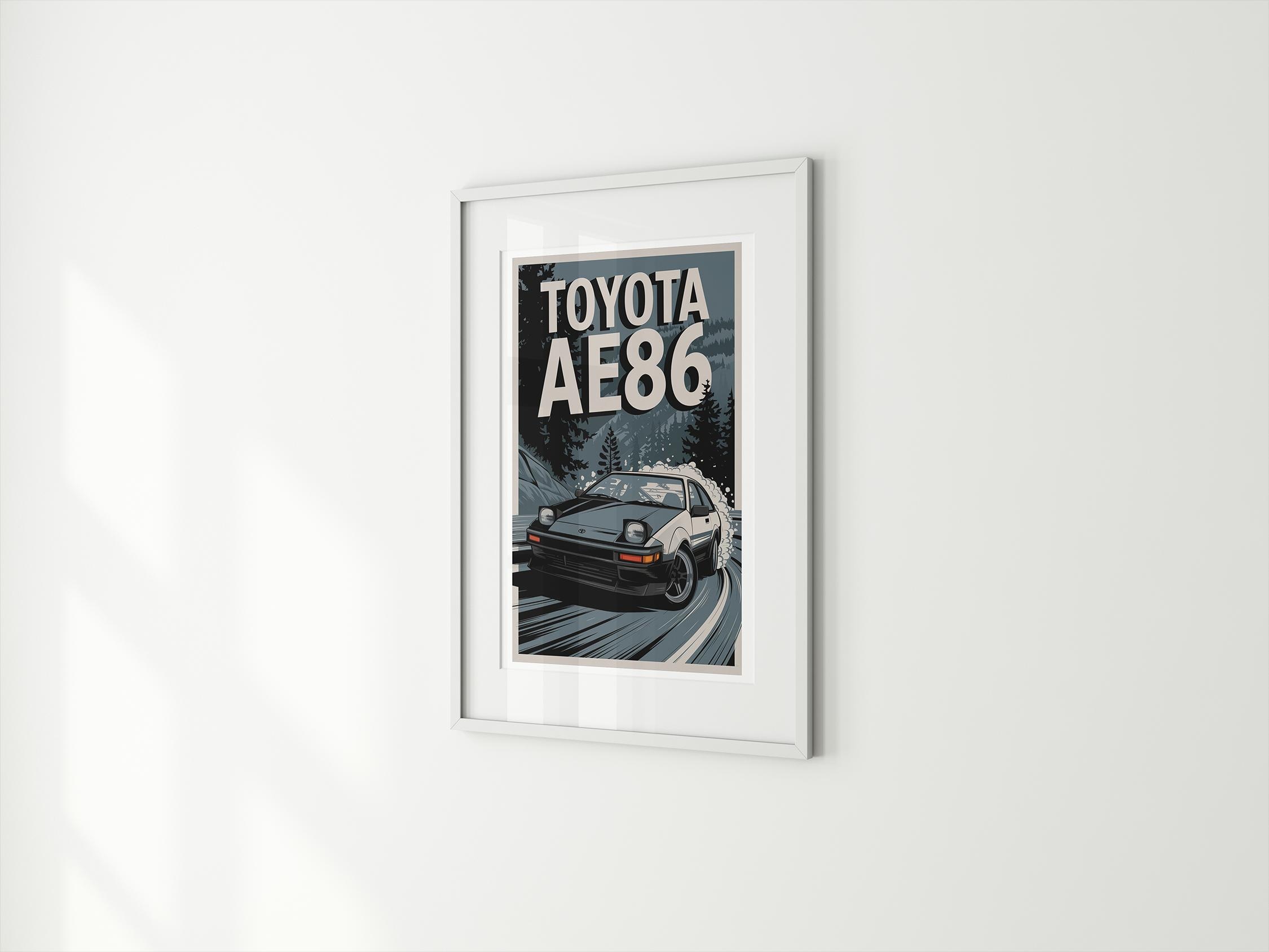 Toyota AE86 Poster, Japanese Sports Car Wall Art, Garage Decor, Car ...