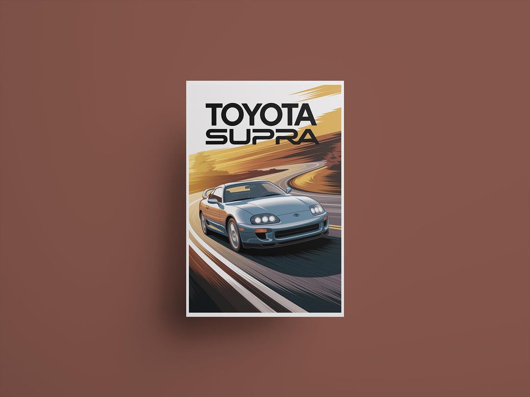 Toyota Supra MK4 Japanese Sports Car Digital Poster, JDM Wall Decor ...