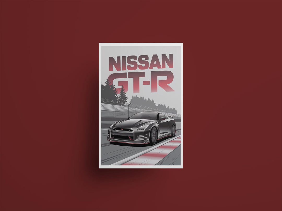 Nissan R35 GT-R Poster, Japanese Sports Car Wall Art, Garage Decor, Car ...