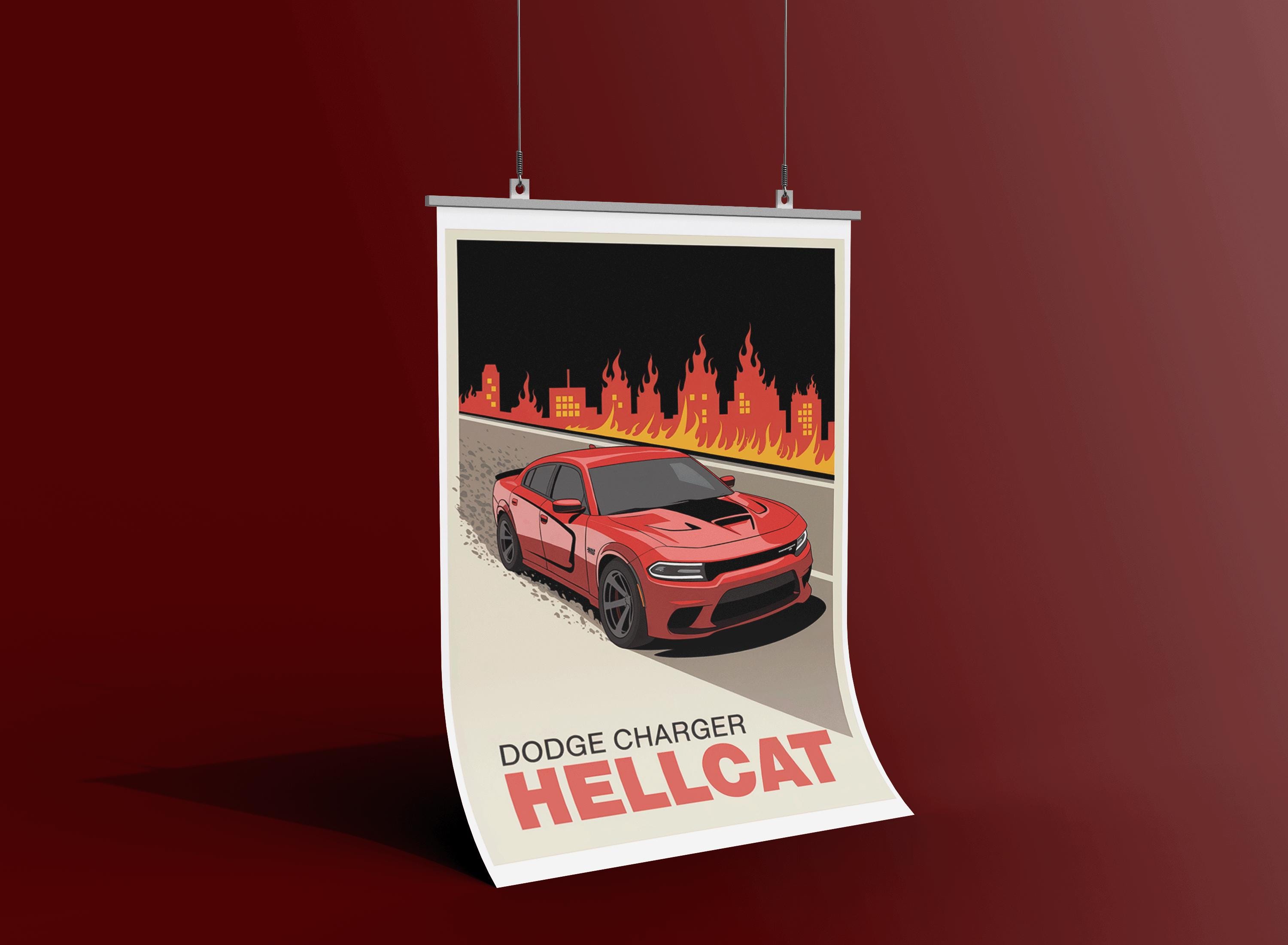 Dodge Charger Hellcat Digital Poster, American Muscle Car Wall Art ...