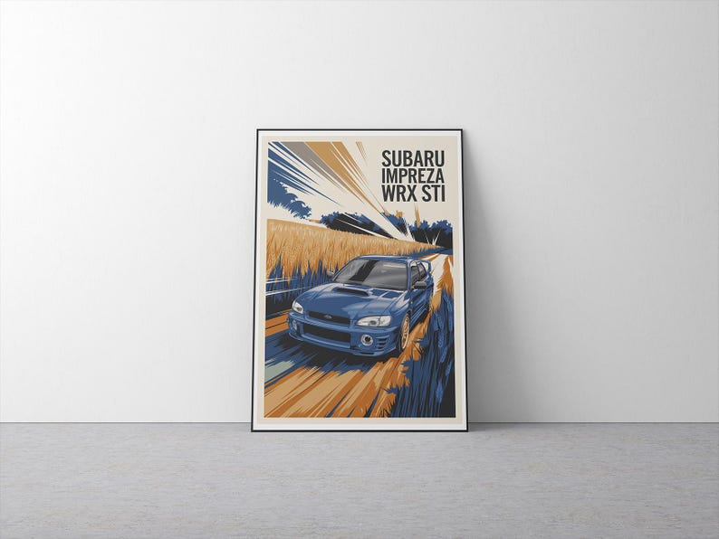 Subaru Impreza WRX STI Poster, Japanese Sports Car Wall Art, Garage ...