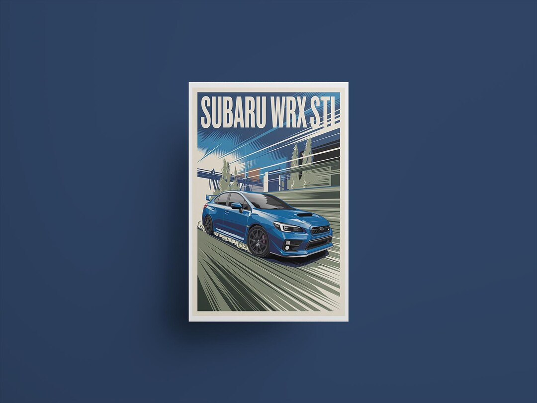 Subaru WRX STI Poster, Japanese Sports Car Wall Art, Garage Decor, Car ...
