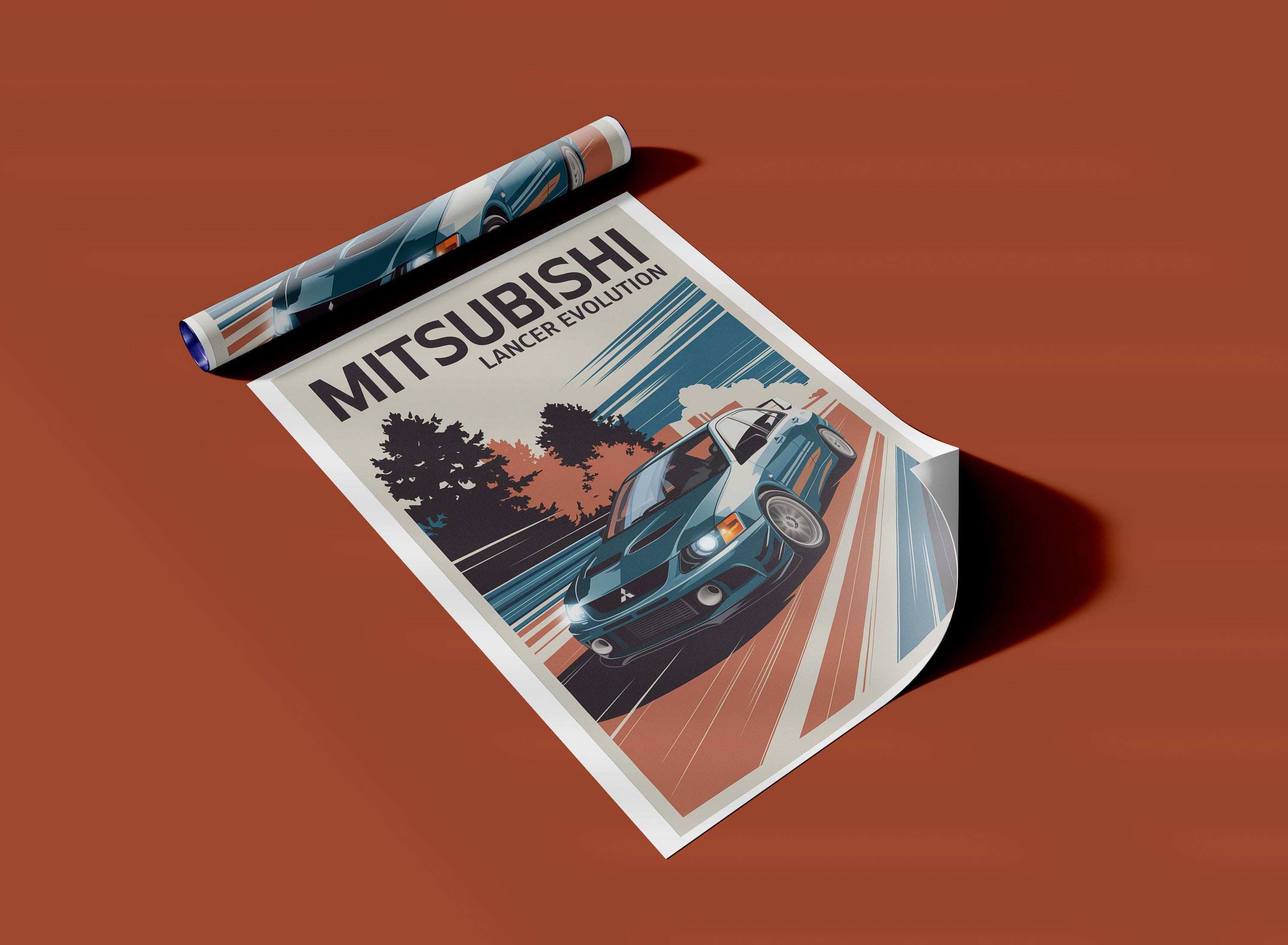 Mitsubishi Lancer Evolution Poster, Japanese Sports Car Wall Art ...
