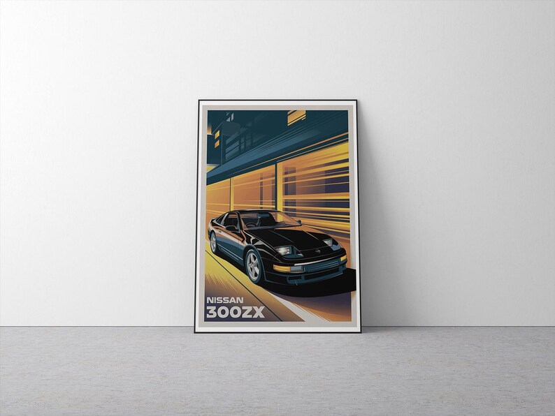 Nissan 300ZX Poster, Japanese Sports Car Wall Art, Garage Decor, Car ...