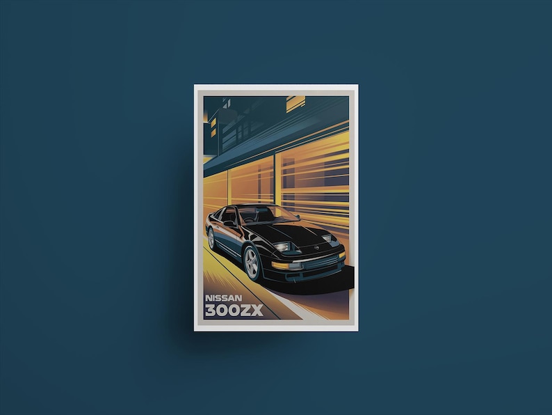 Nissan 300ZX Poster, Japanese Sports Car Wall Art, Garage Decor, Car ...