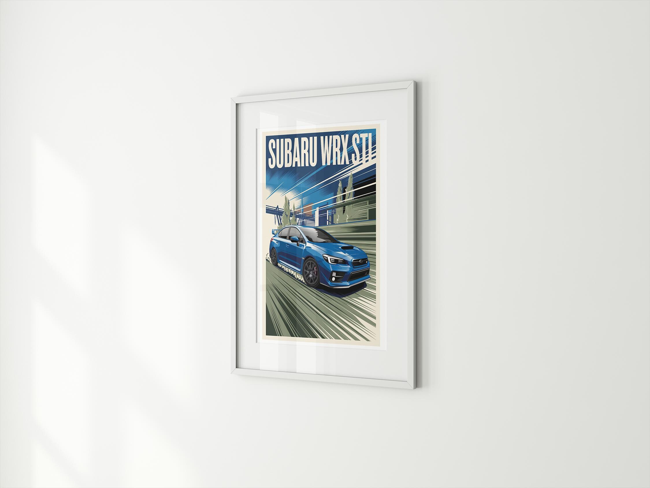 Subaru WRX STI Poster, Japanese Sports Car Wall Art, Garage Decor, Car ...