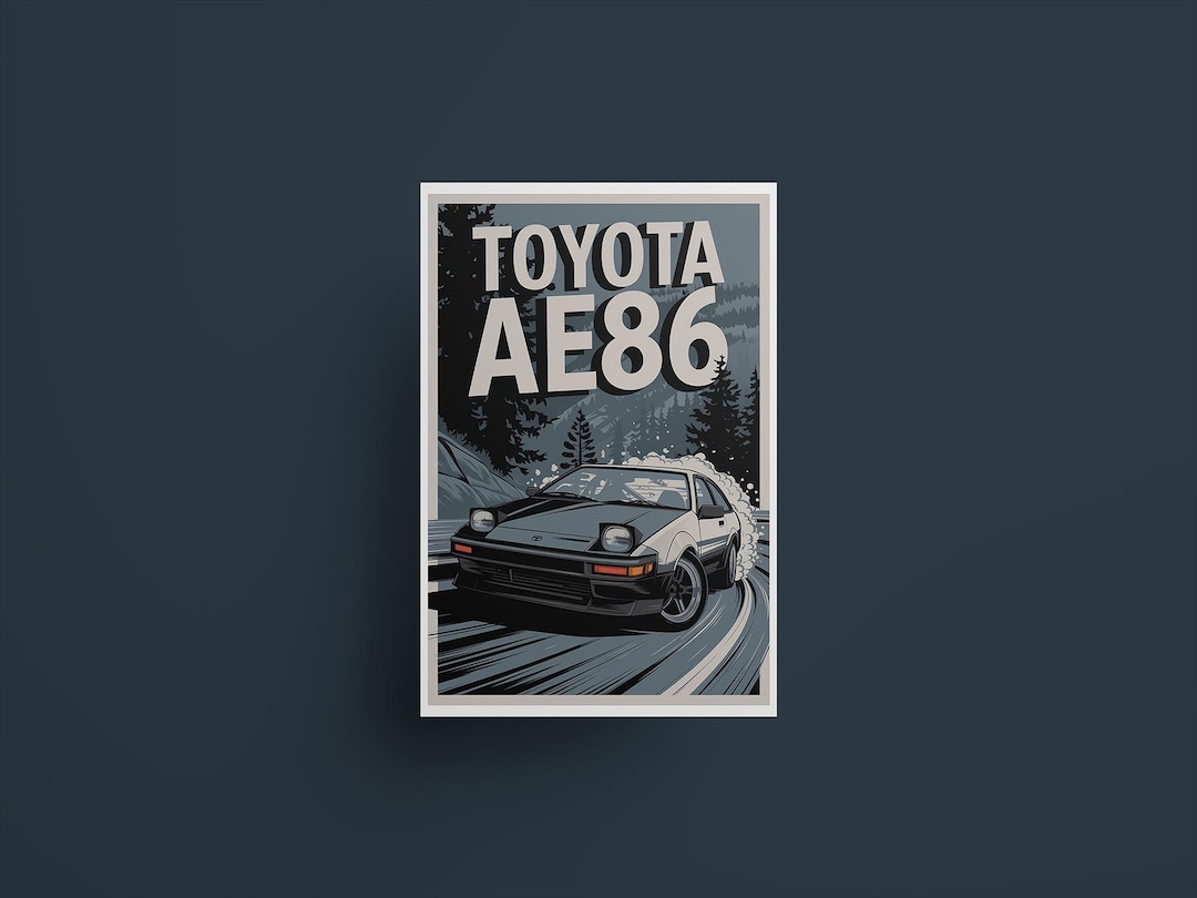 Toyota AE86 Poster, Japanese Sports Car Wall Art, Garage Decor, Car ...