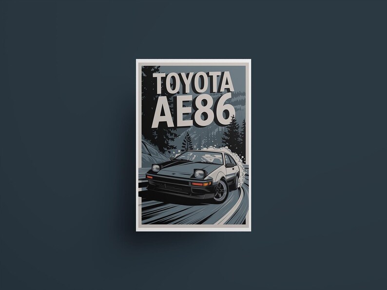 Toyota AE86 Poster, Japanese Sports Car Wall Art, Garage Decor, Car ...