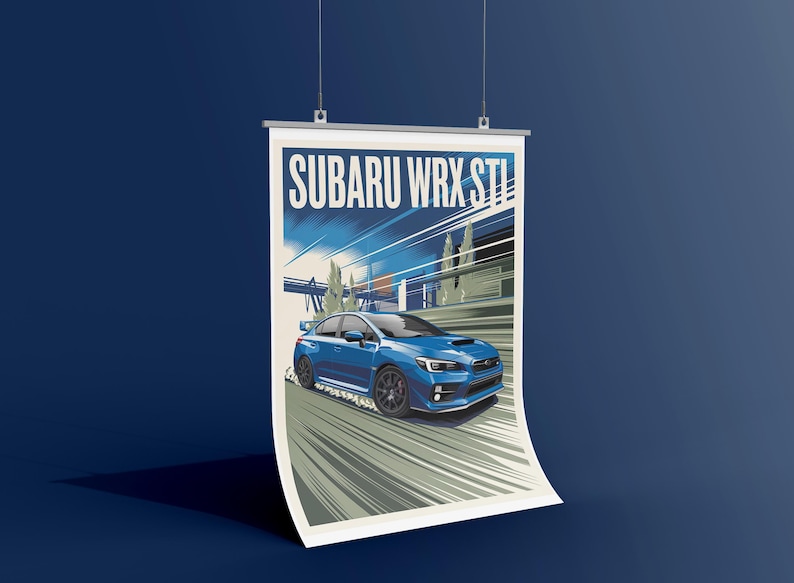 Subaru WRX STI Japanese Sports Car Digital Poster, JDM Wall Decor, Car ...