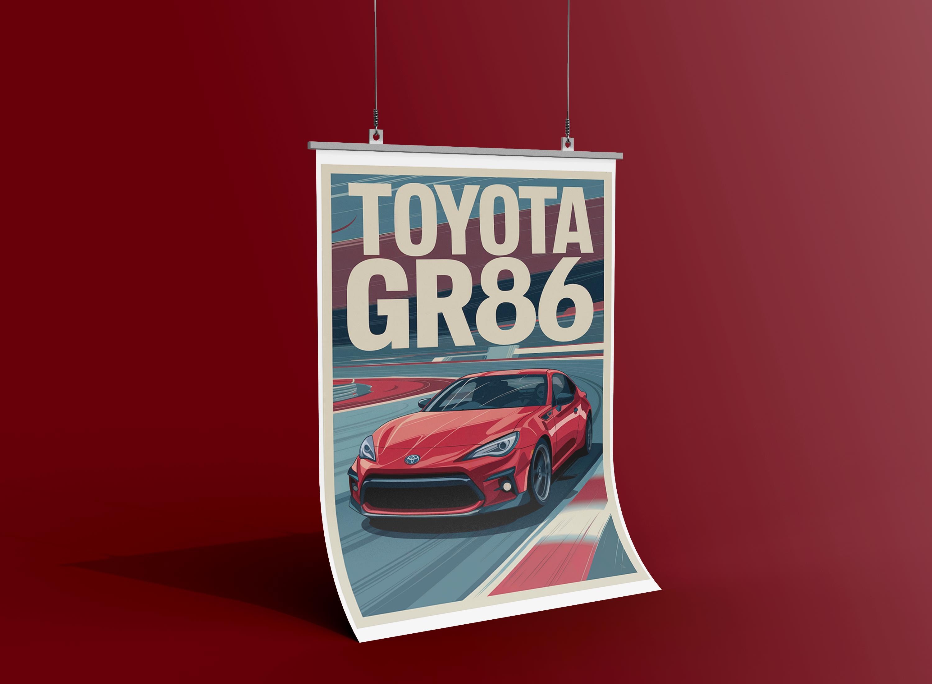 Toyota GR86 Poster, Japanese Sports Car Wall Art, Garage Decor, Car ...