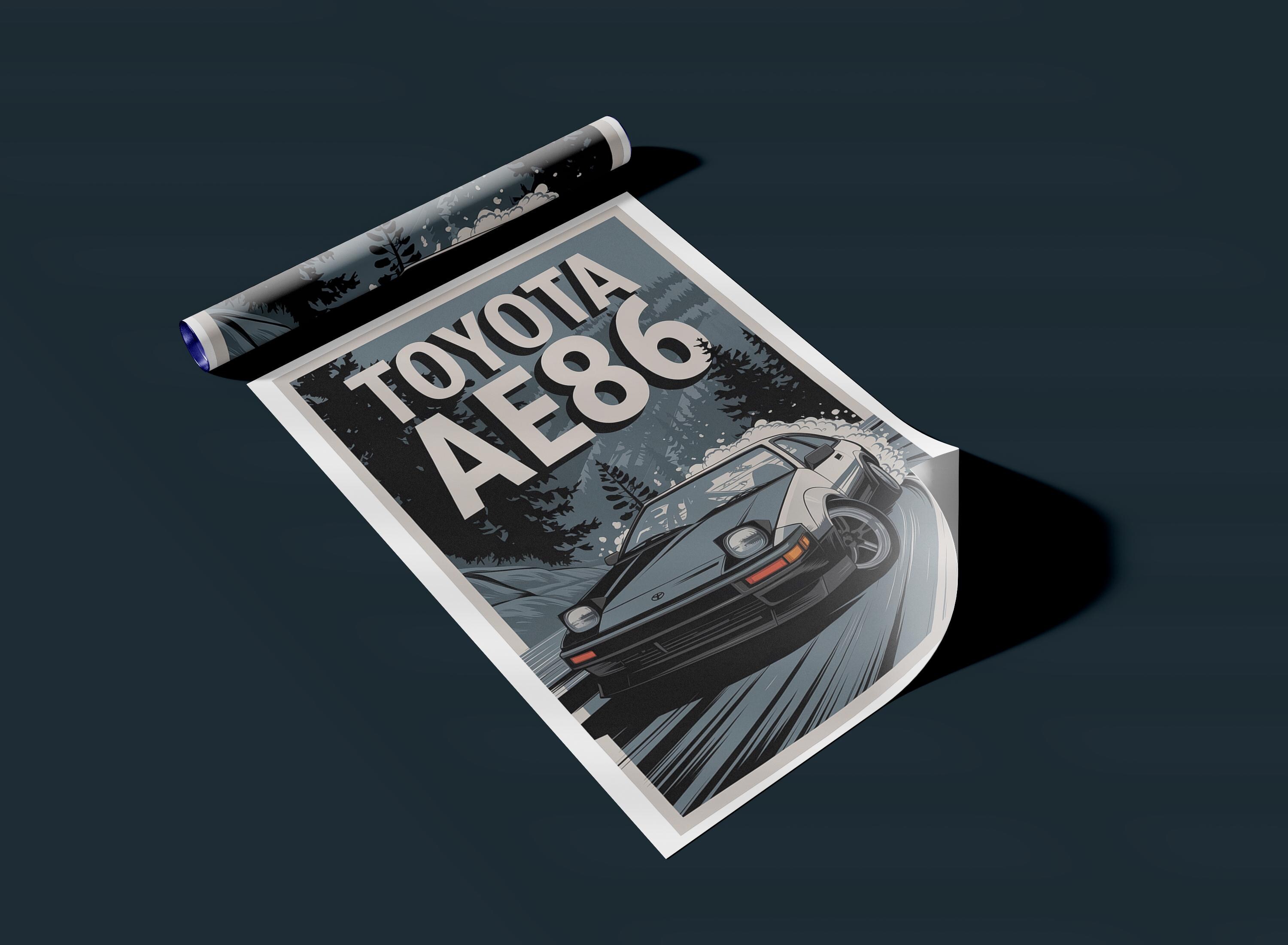 Toyota AE86 Poster, Japanese Sports Car Wall Art, Garage Decor, Car ...