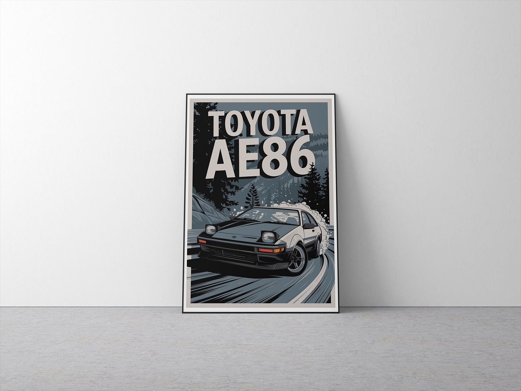 Toyota AE86 Poster, Japanese Sports Car Wall Art, Garage Decor, Car ...