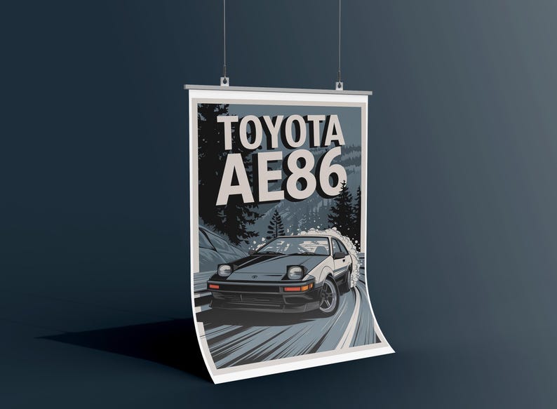 Toyota AE86 Japanese Sports Car Digital Poster, JDM Wall Decor, Car ...