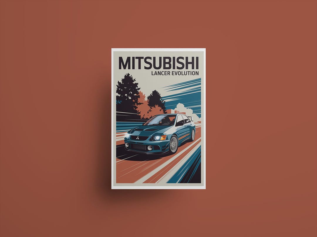 Mitsubishi Lancer Evolution Poster, Japanese Sports Car Wall Art ...
