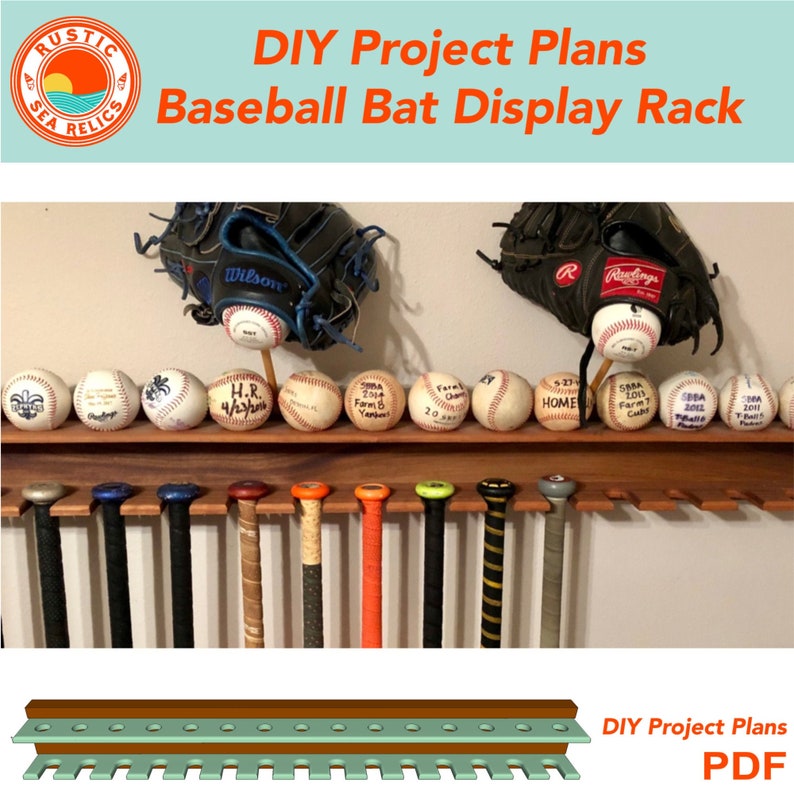 Baseball Bat Wall Display Rack DIY Woodworking Plans Instant - Etsy