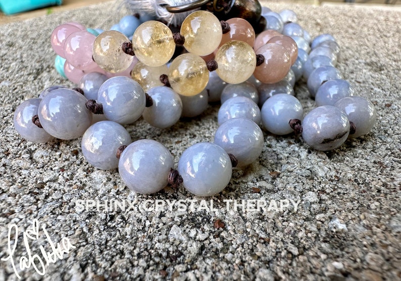 Blue Rose Quartz 108 Bead Mala Necklace – Pastel Chakra Stones - Etsy