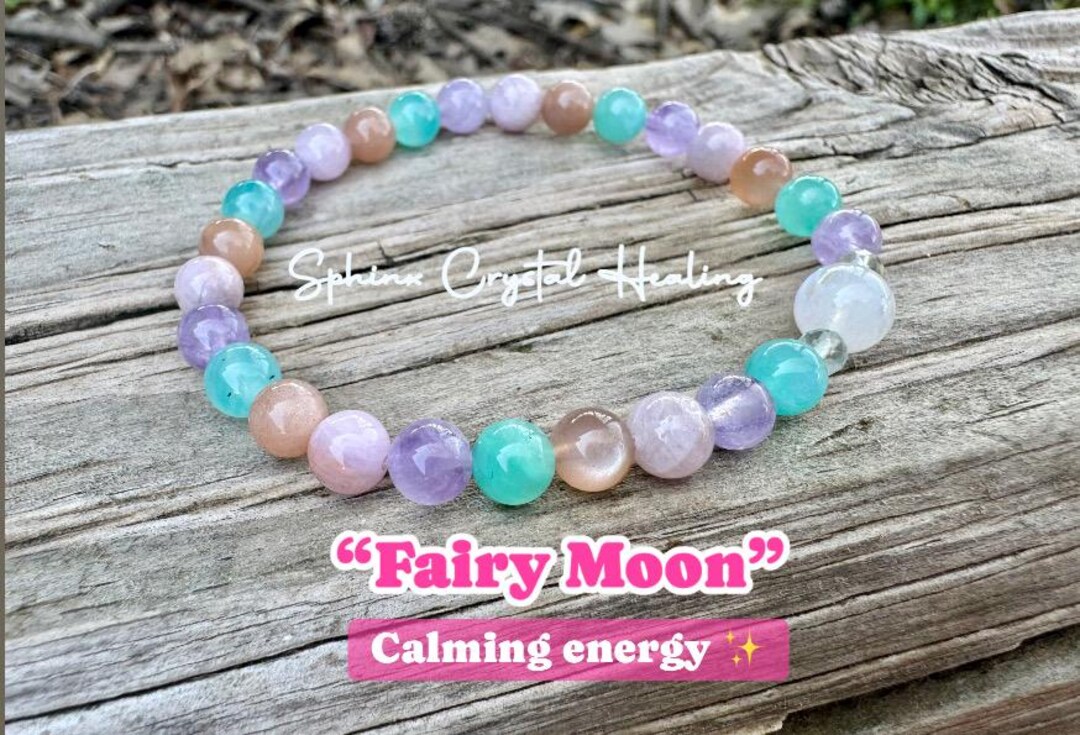 6mm Calming Energy - Stress Anxiety Support " Fairy Moon " AAA Kunzite ...