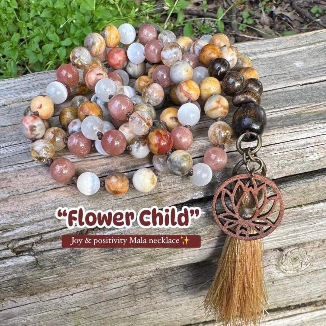 Positivity & Joy Mala Necklace " Flower Child " Happiness and Abundance ...