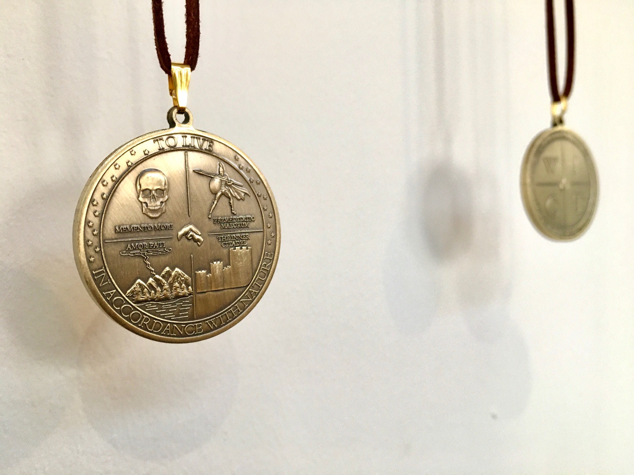 Stoic pendant Memento Mori Amor Fati The Cardinal Virtues | Etsy