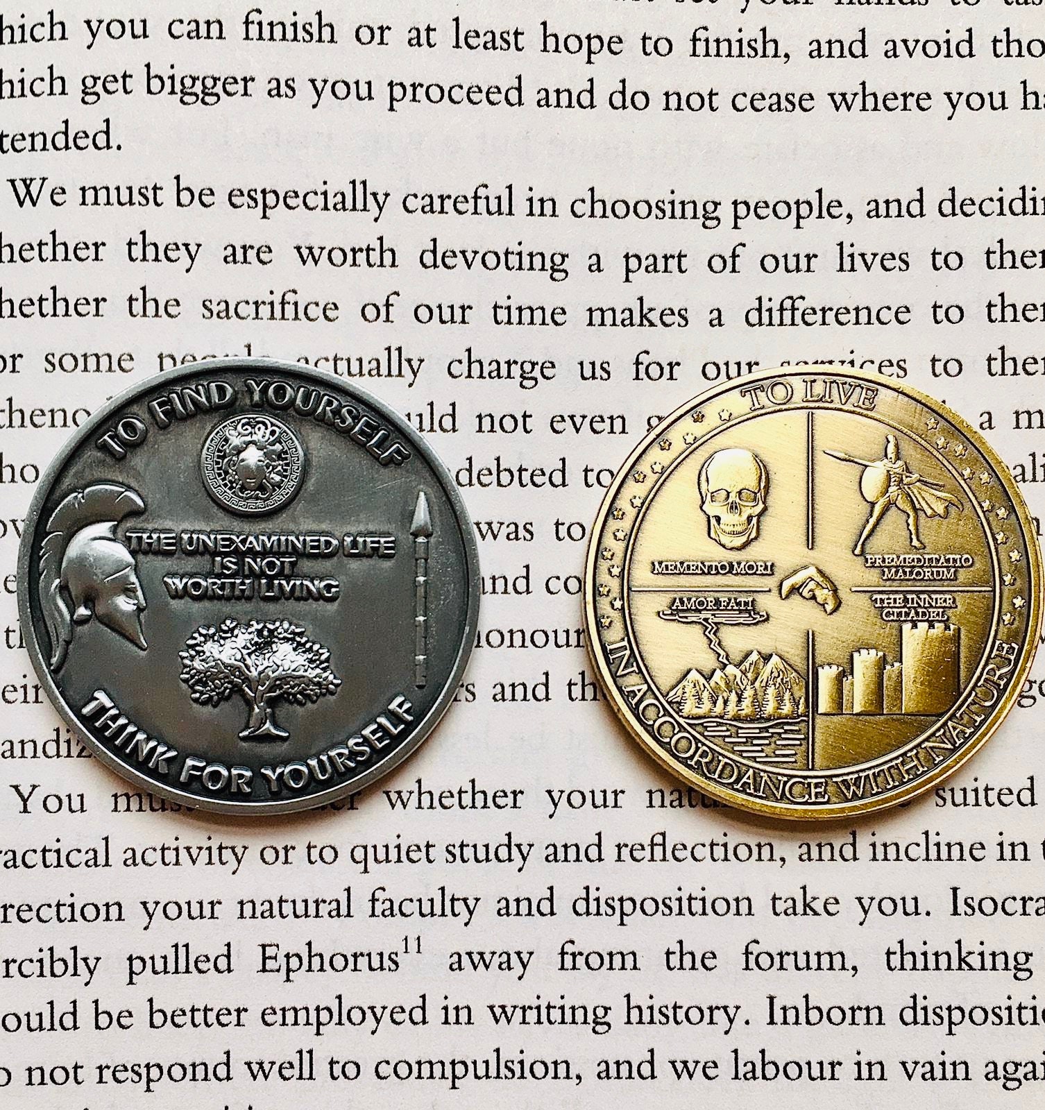 Stoic Coin Cardinal Virtues Memento Mori Amor Fati... | Etsy