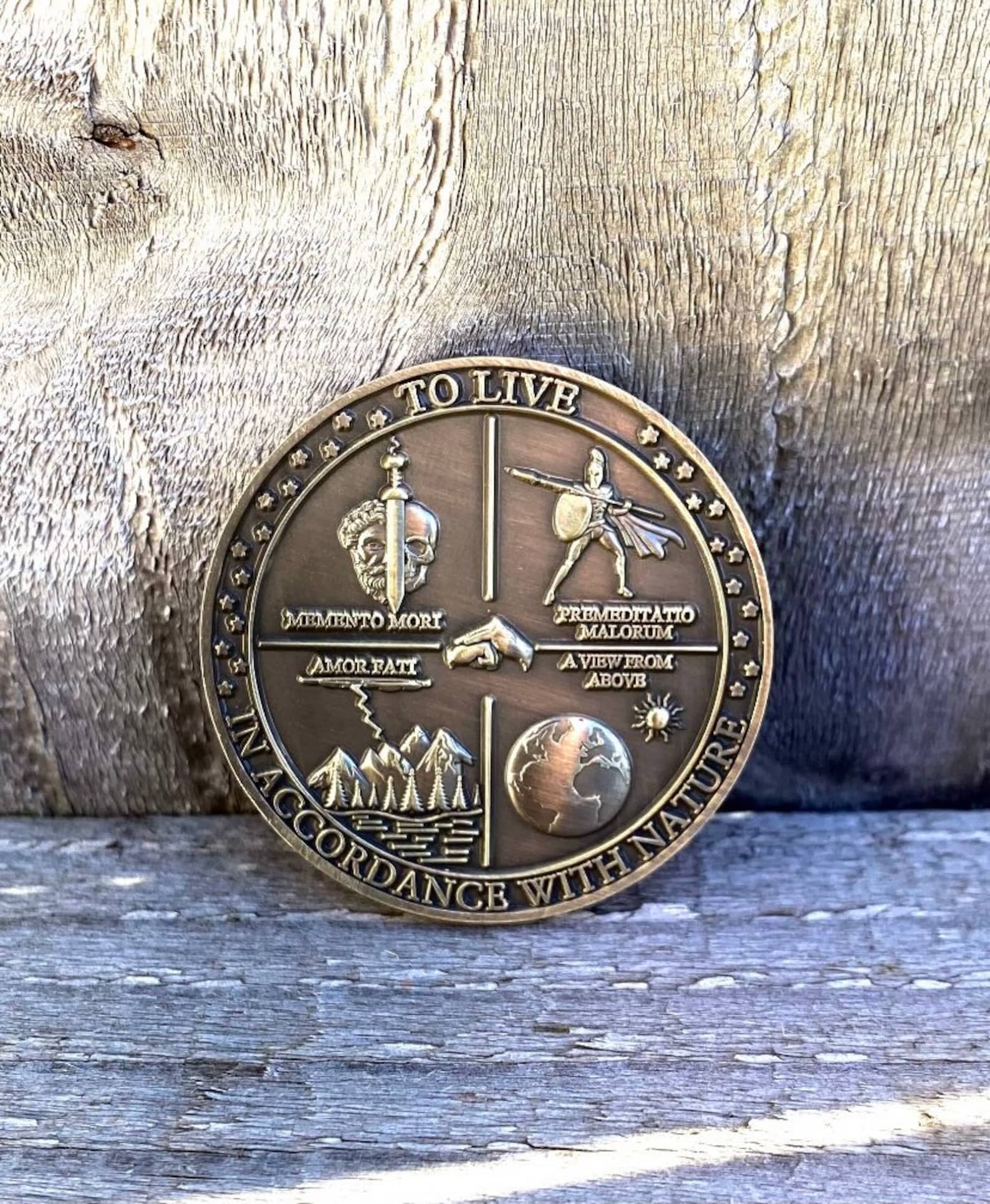 Stoic Coin Cardinal Virtues Memento Mori Amor Fati... - Etsy