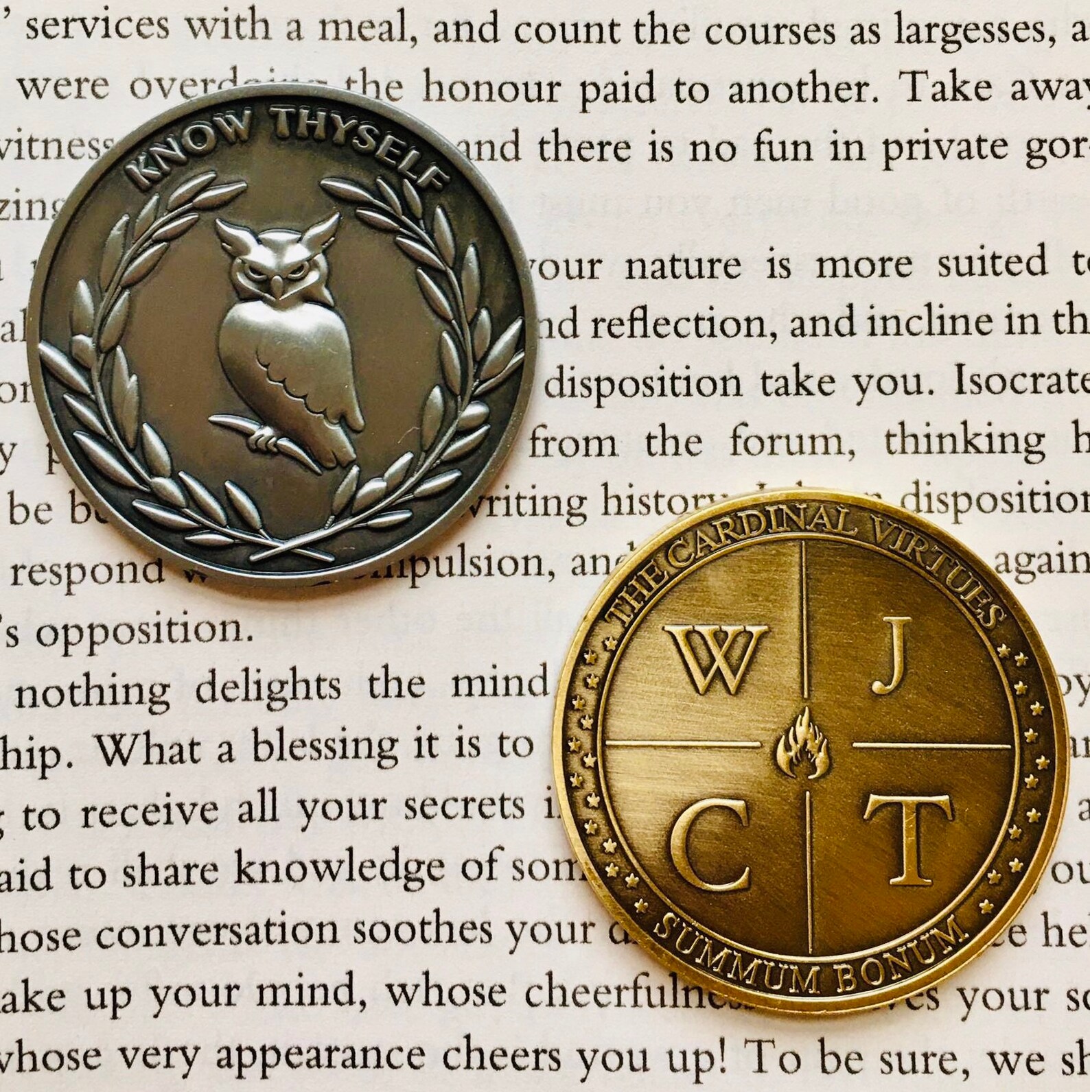 Stoic Coin Cardinal Virtues Memento Mori Amor Fati... | Etsy