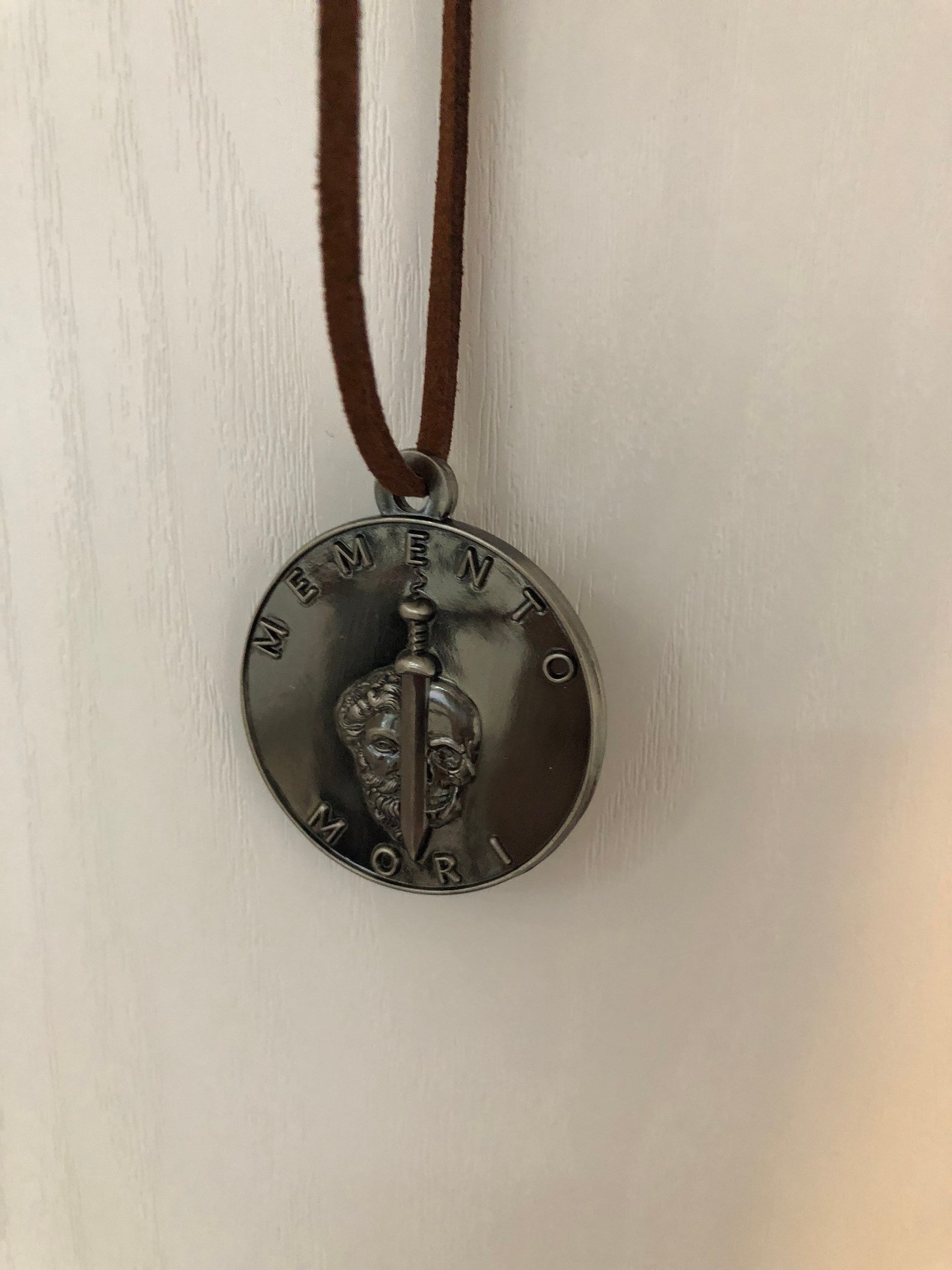 Antique Silver Memento Mori pendant Stoic pendant | Etsy