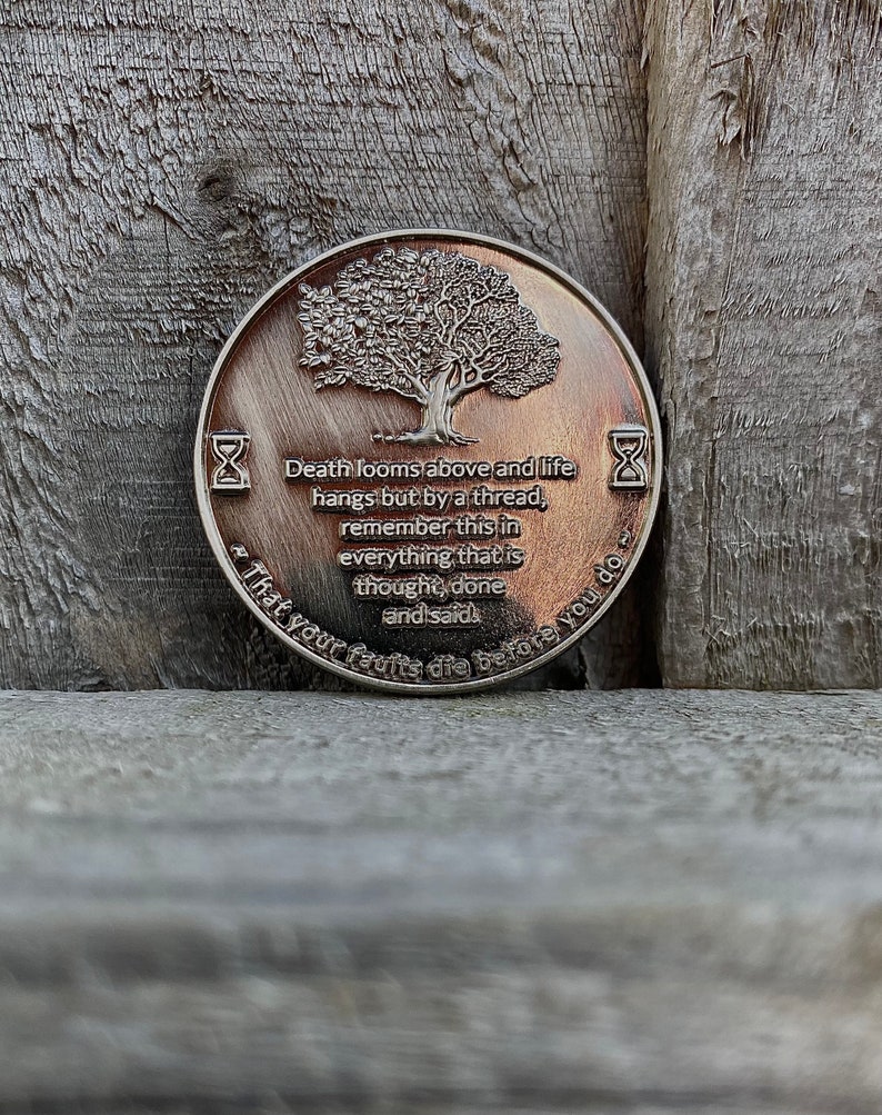 Matte Silver Memento Mori Coin Stoic Coin - Etsy