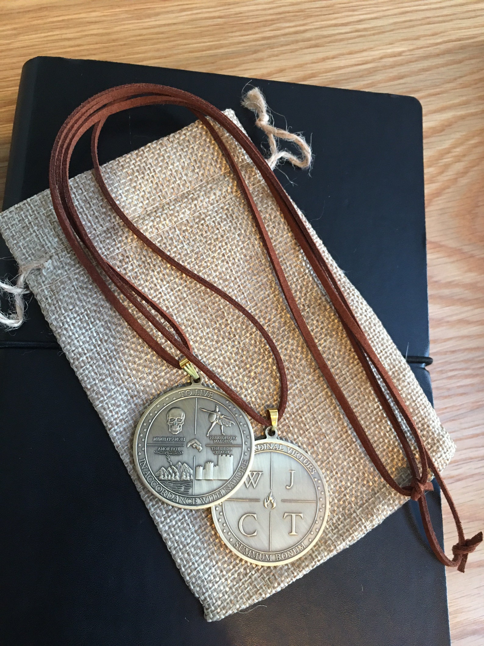 Stoic pendant Memento Mori Amor Fati The Cardinal Virtues | Etsy