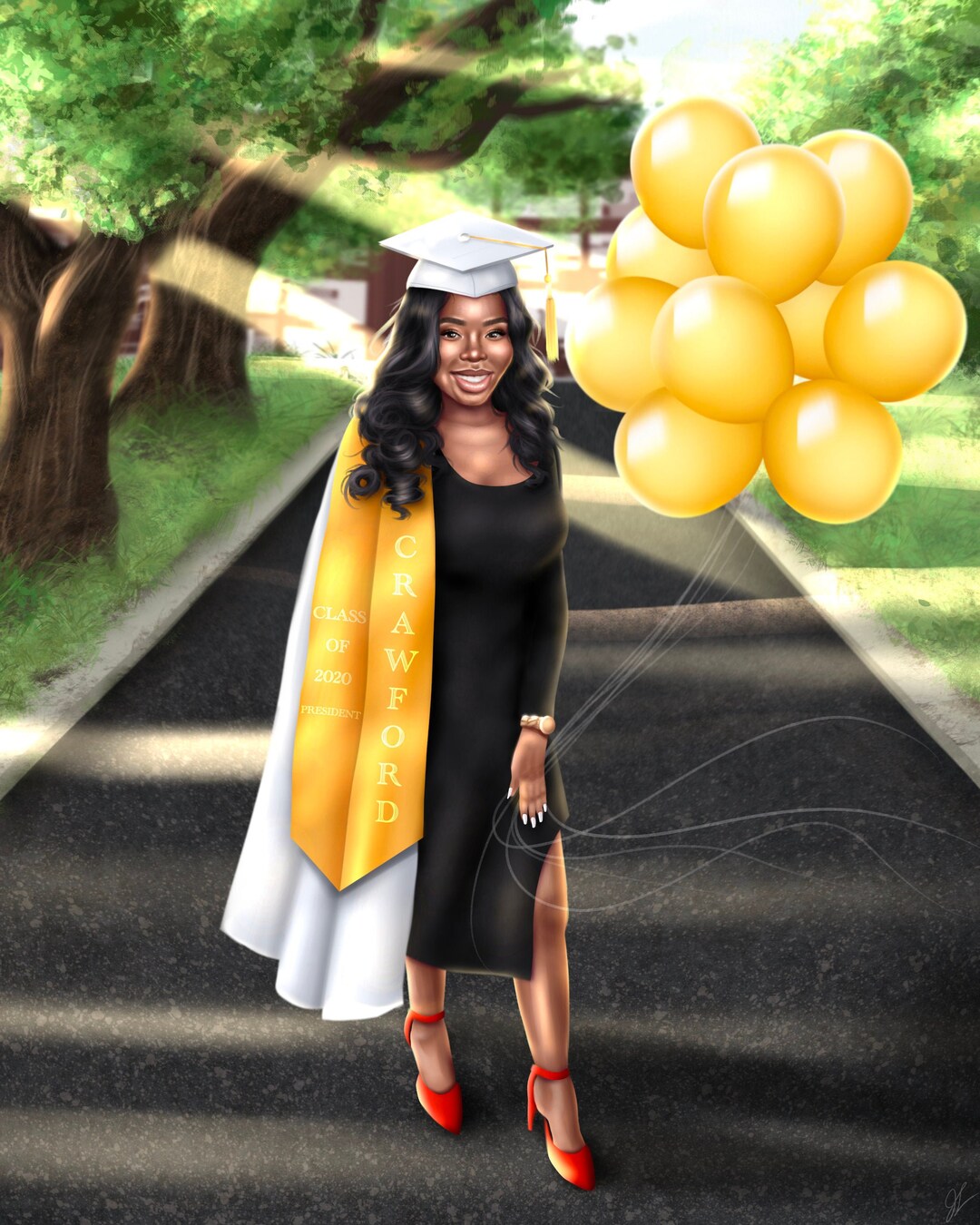 Graduation Portrait | 100% Hand-painted Personalized Senior Prom Gift ...