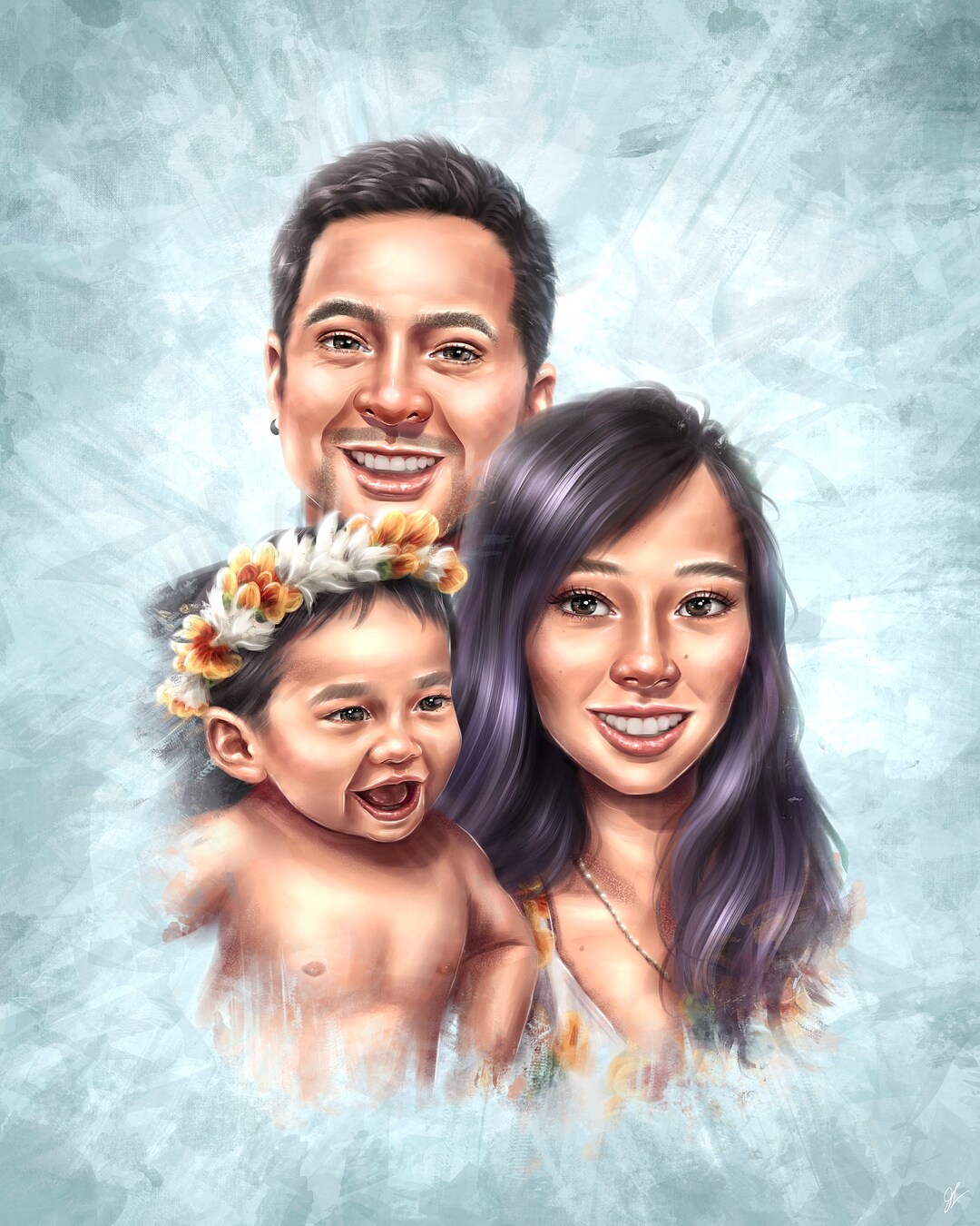 Custom Family Portrait Art | 100% Hand-drawn Painting From Photo ...