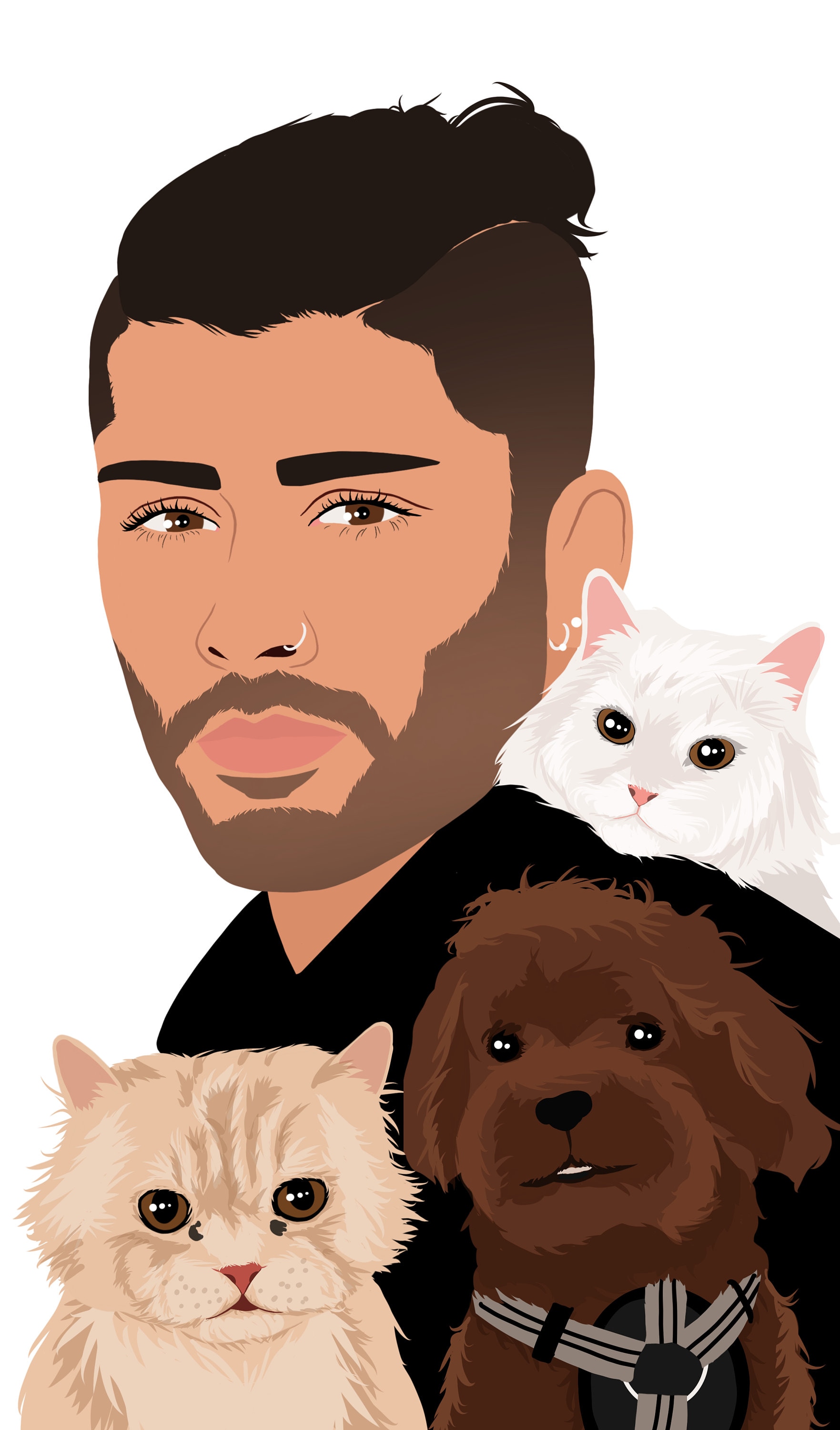 Custom Cartoon Digital Portrait | Printable Artwork | Minimalist ...