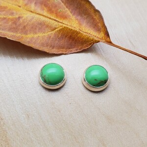 Socute925 8mm Green Gaspeite Studs | Sterling Green Studs | Dainty ...