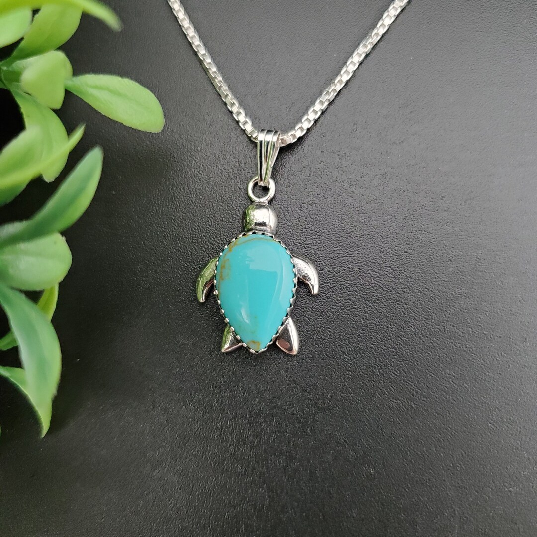 Socute925 Big Sea Turtle Necklace Pendant With Silver Box Chain ...