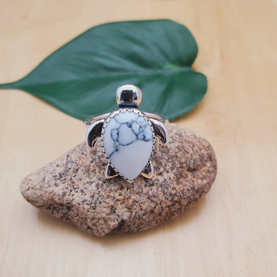 Socute925 Sea Life Ring | Sterling Silver Sea Turtle With White Buffalo ...