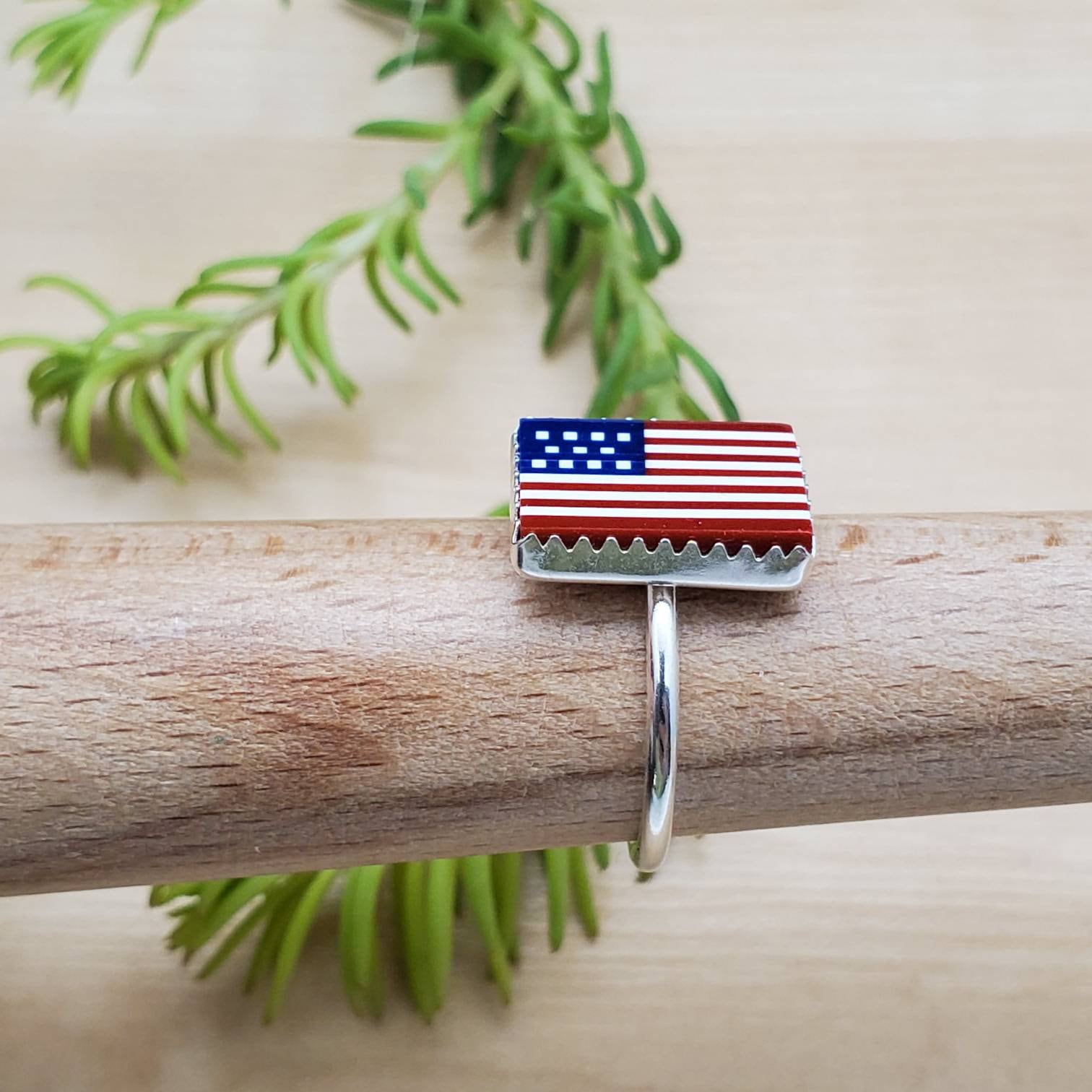 SoCute925 Flag Ring US Flag Rings Red White Blue US Flag | Etsy