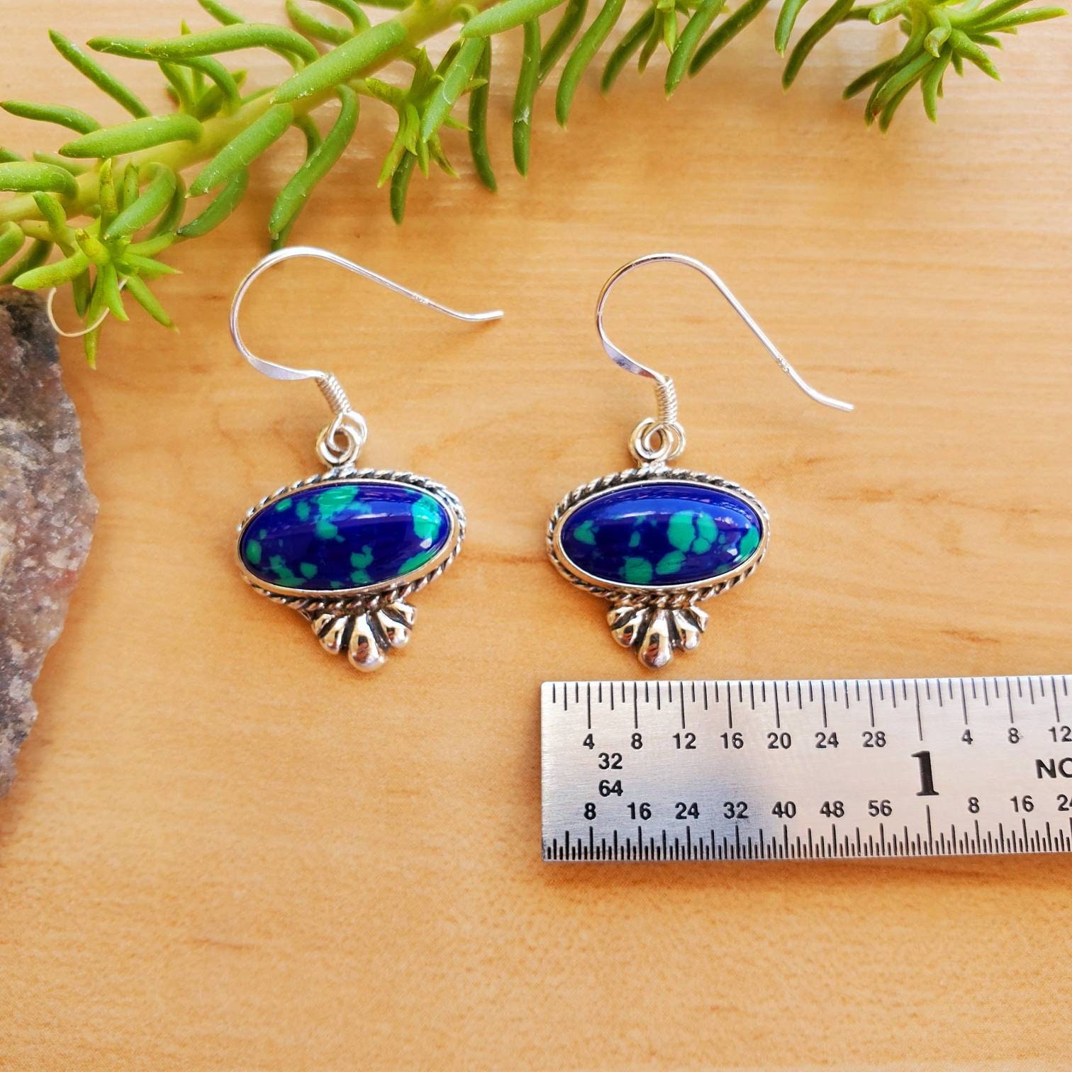 Socute925 Southwestern Azurite Malachite Earrings | Azurite Dangle ...