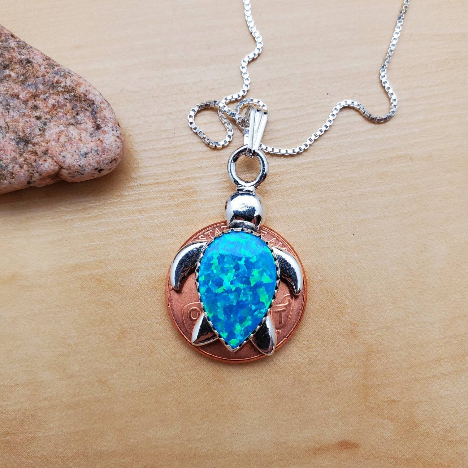Socute925 Big Sea Turtle Necklace Pendant With Silver Box - Etsy