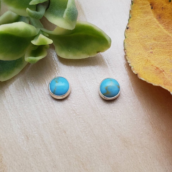 Turquoise Stud Earrings Sterling Silver - Etsy