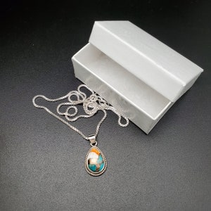 STN #211 | Teardrop Copper Spiny Oyster Turquoise Necklace Pendant With ...