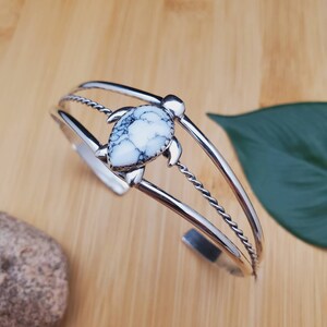 Socute925 Sea Turtle Cuff Bracelet White Buffalo Stone | Etsy