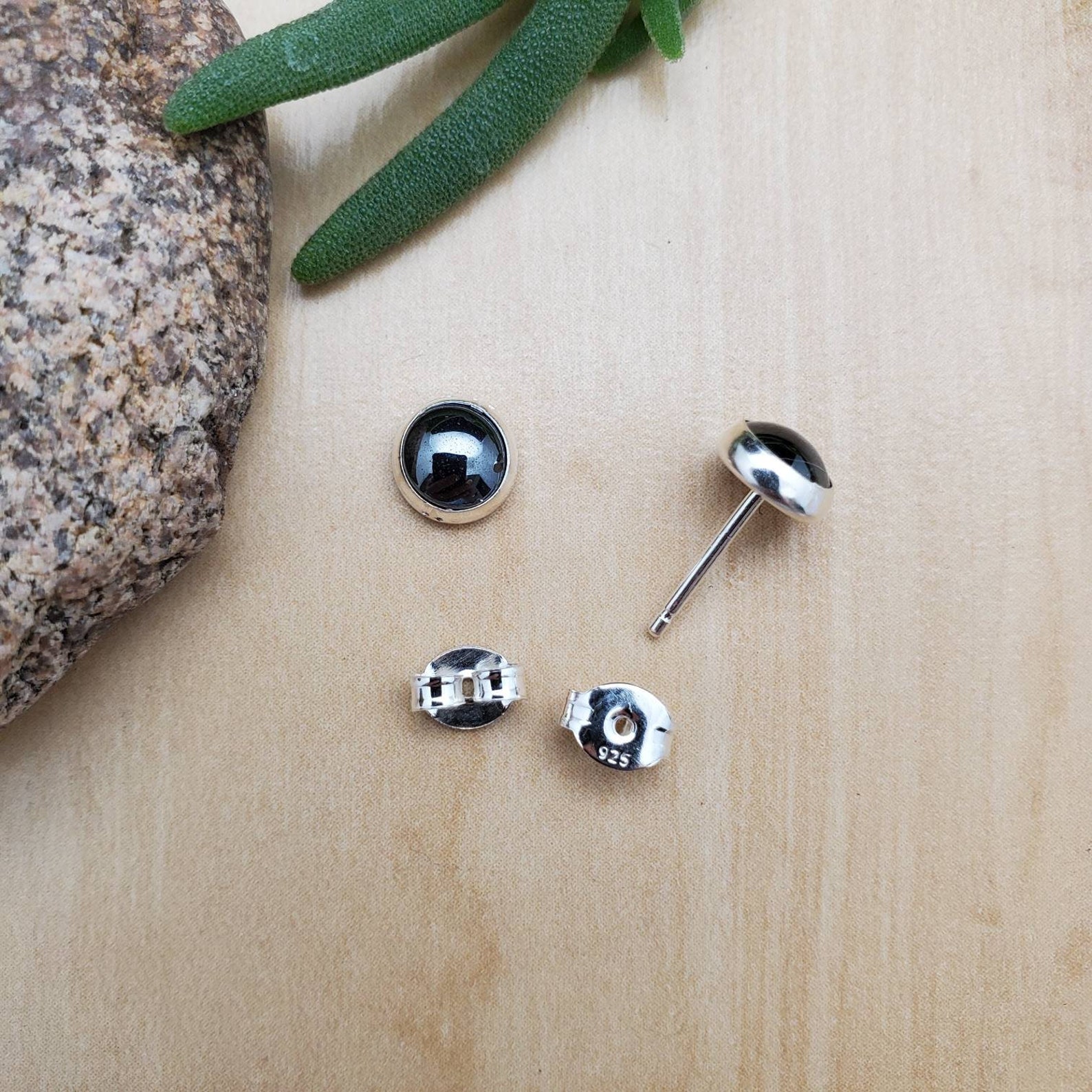 Socute925 6mm Hematite Studs | Hematite Post Earrings | Sterling Silver ...